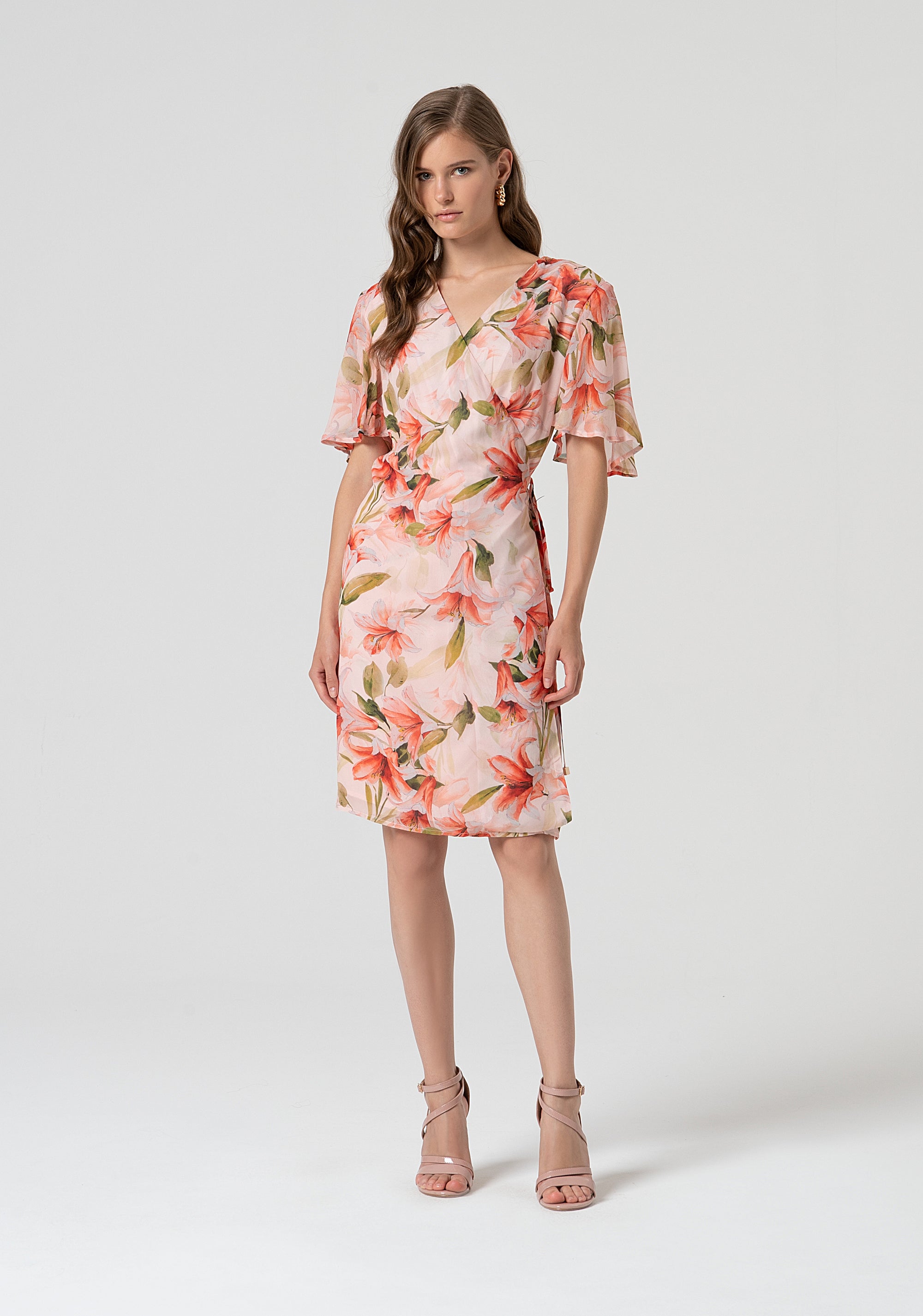 Mini wrap dress with flowery pattern FS25SD1010W428K9 FRACOMINA