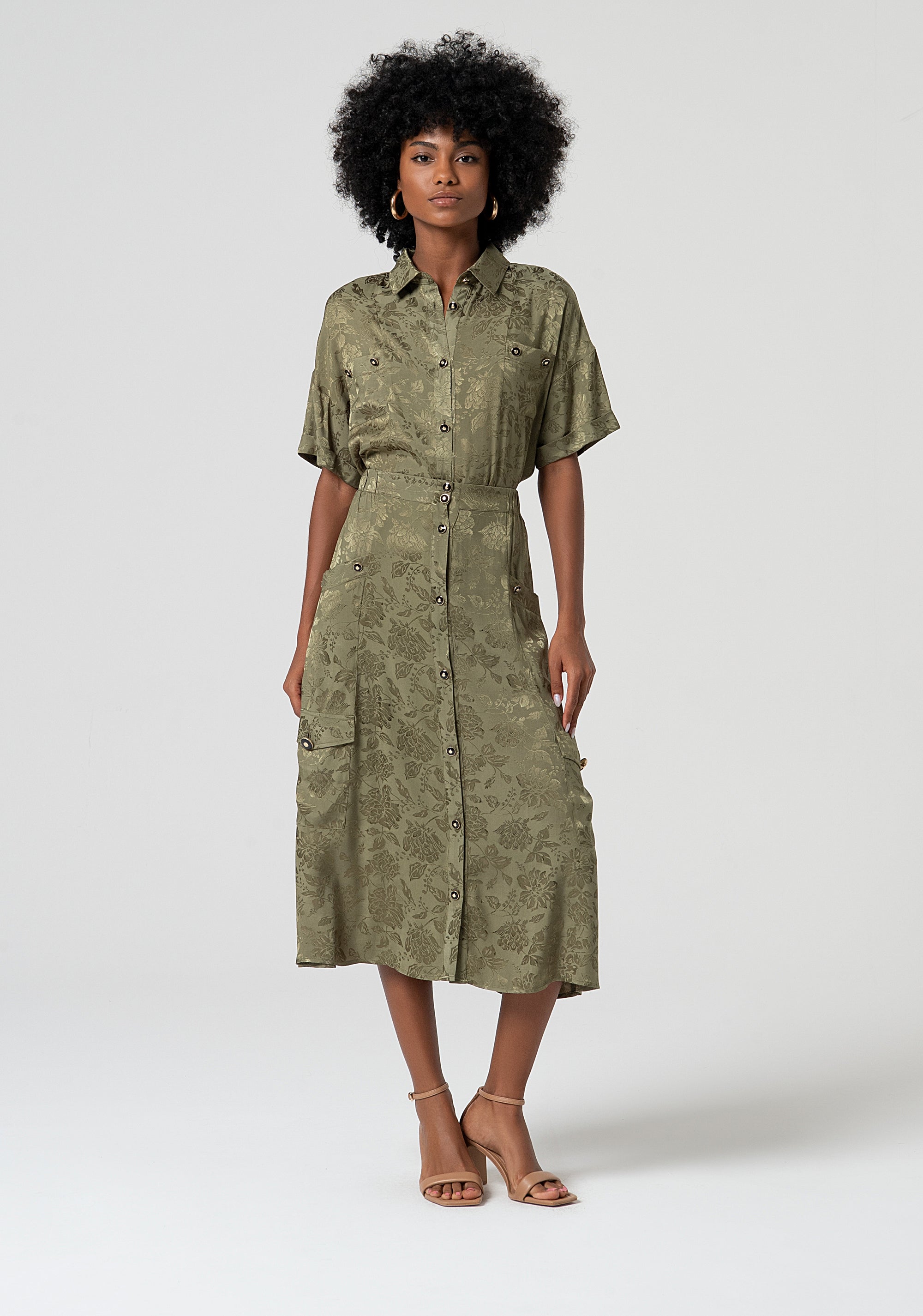 Flare skirt middle length with flowery jacquard effect FS25SG2002W458F8 FRACOMINA