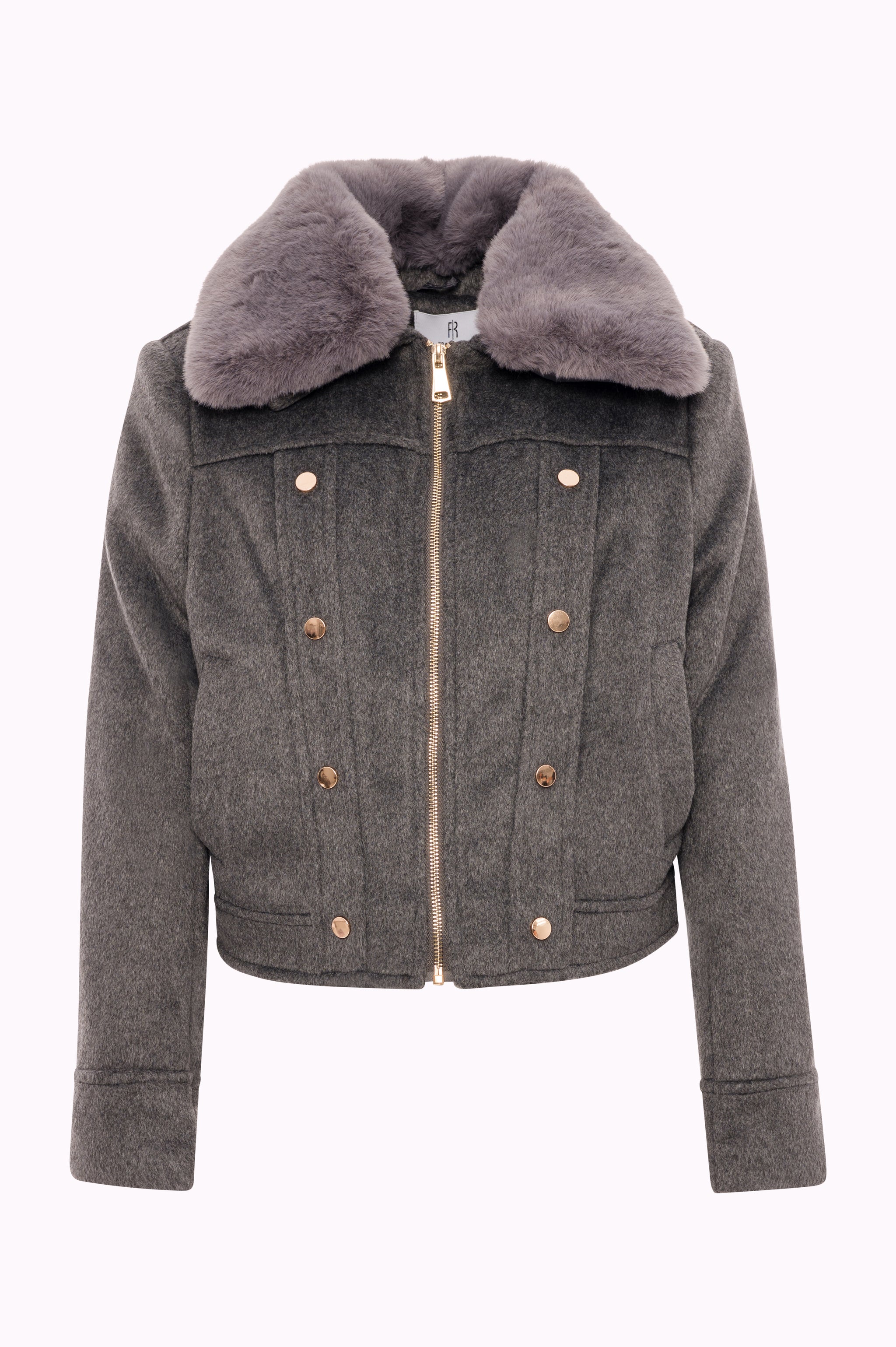 Cropped Bomber with Faux Fur Collar FI25WC1002W48601 FRACOMINA
