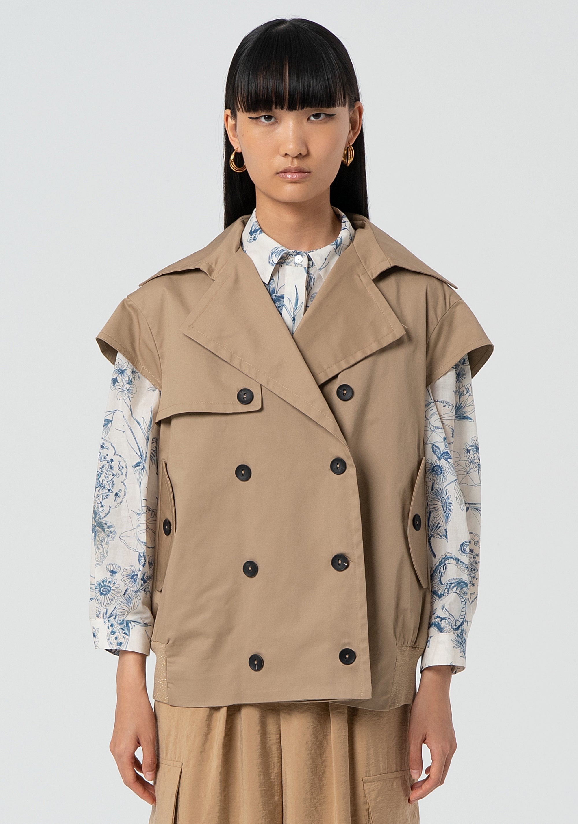 Sleeveless short trench made in cotton FJ25SC7001W40101 FRACOMINA